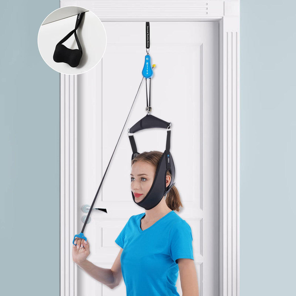 Cervical Neck Traction Device for Home Use, Portable Neck Stretcher Ha