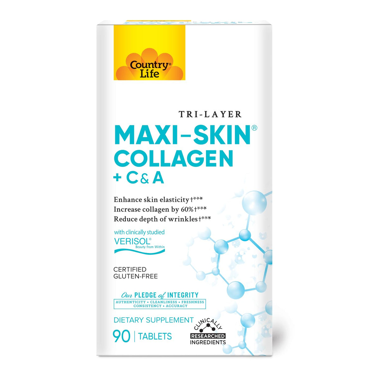 Country Life Maxi-Skin Collagen plus Vitamins C&A, Supports Skin Healt