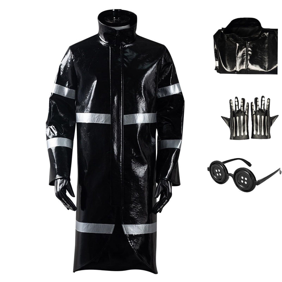 Generic Wybie Raincoat Black Raincoat Halloween Jacket with Gloves Gla