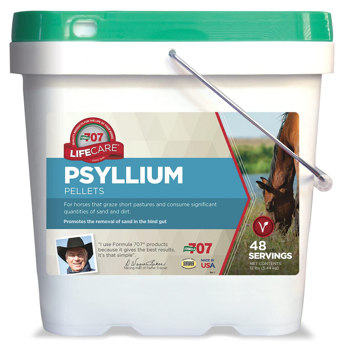 Formula 707 Psyllium Pellets Equine Supplement (12lb Bucket - 48 Day S