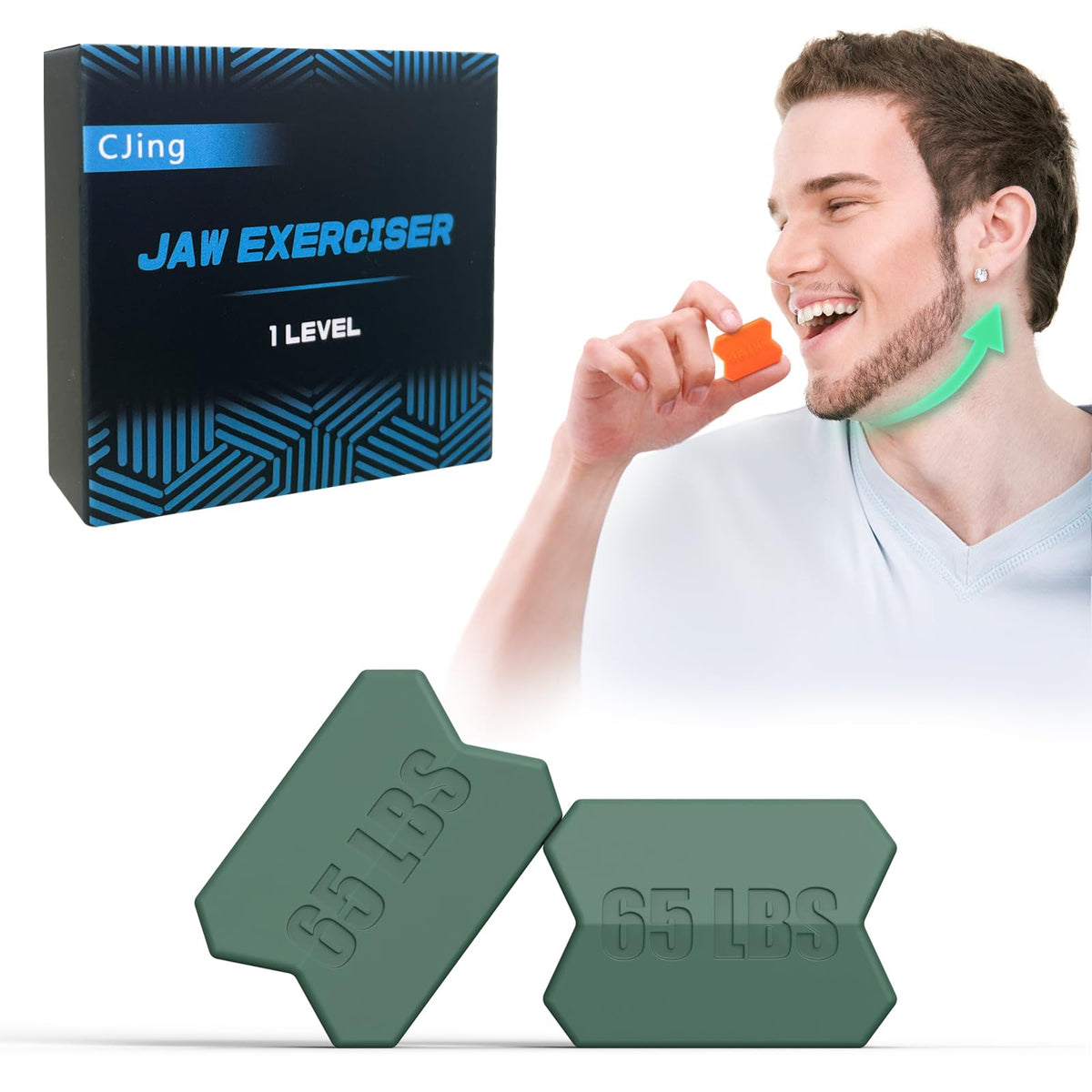 CJing Jawline Exerciser for Men & Women – 1 Resistance Levels (2 pcs)