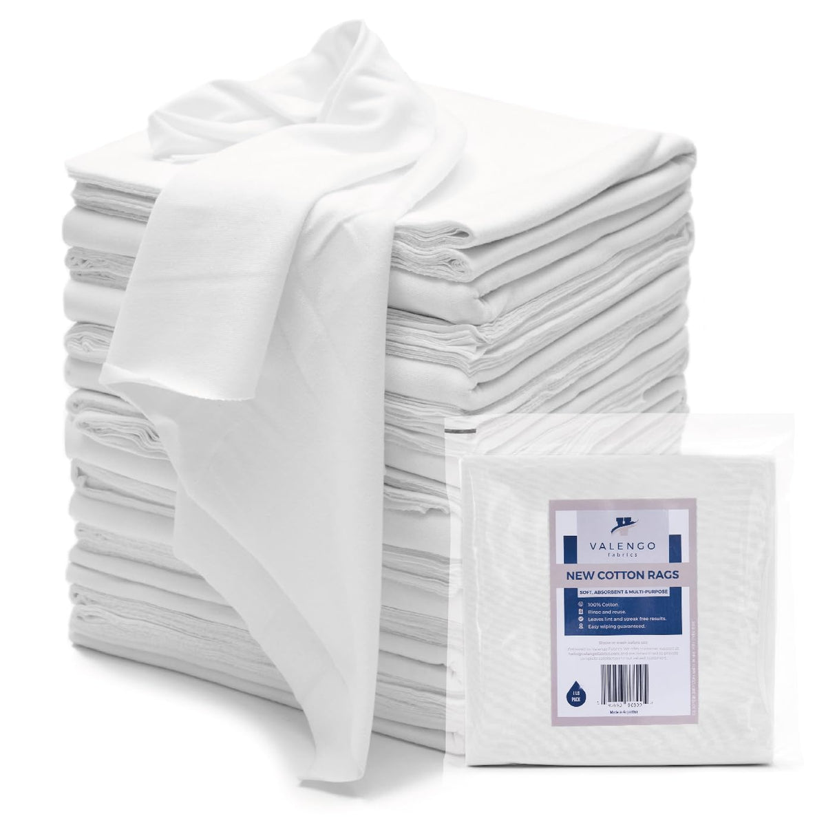 VALENGO New Lint Free Rags 100% Cotton Cloth, Soft Tshirt Rags, Lint F