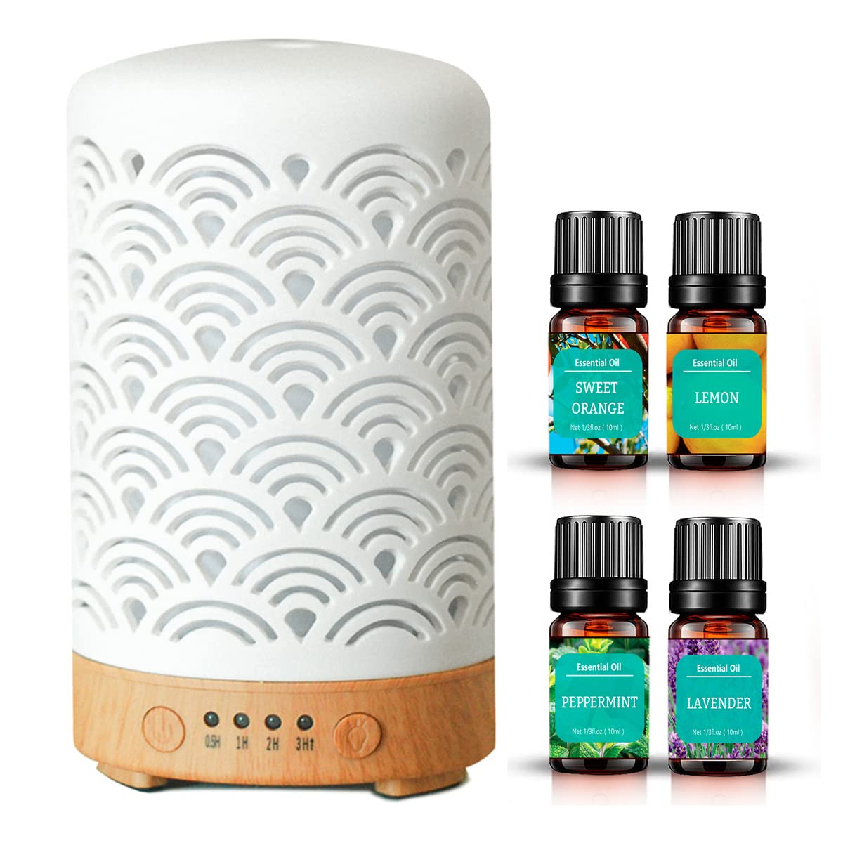 Ceramic Ultrasonic 100ml Aromatherapy Diffuser with Lavender Lemon Ora