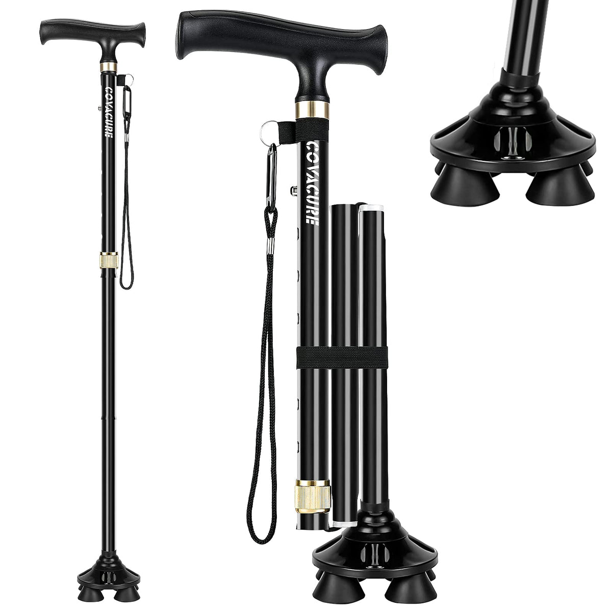 COVACURE Walking Cane for Men & Women -[Seniors Friendly]- Foldable, A