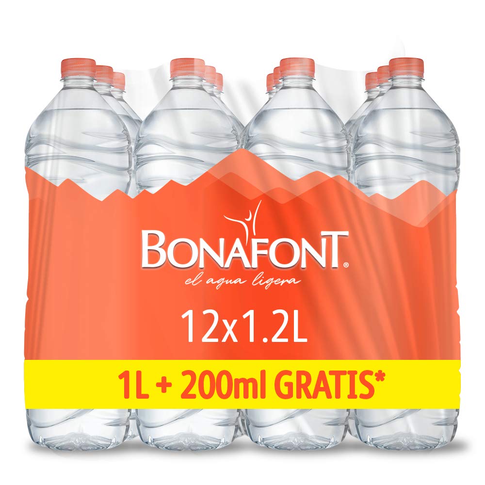 Bonafont Agua Natural el Agua Ligera paquete de 12 botellas reciclable