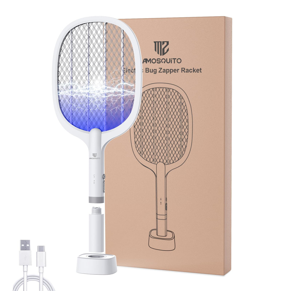 Bug Zapper Racket, Electric Fly Swatter Rechargeable Mosquito Zapper f