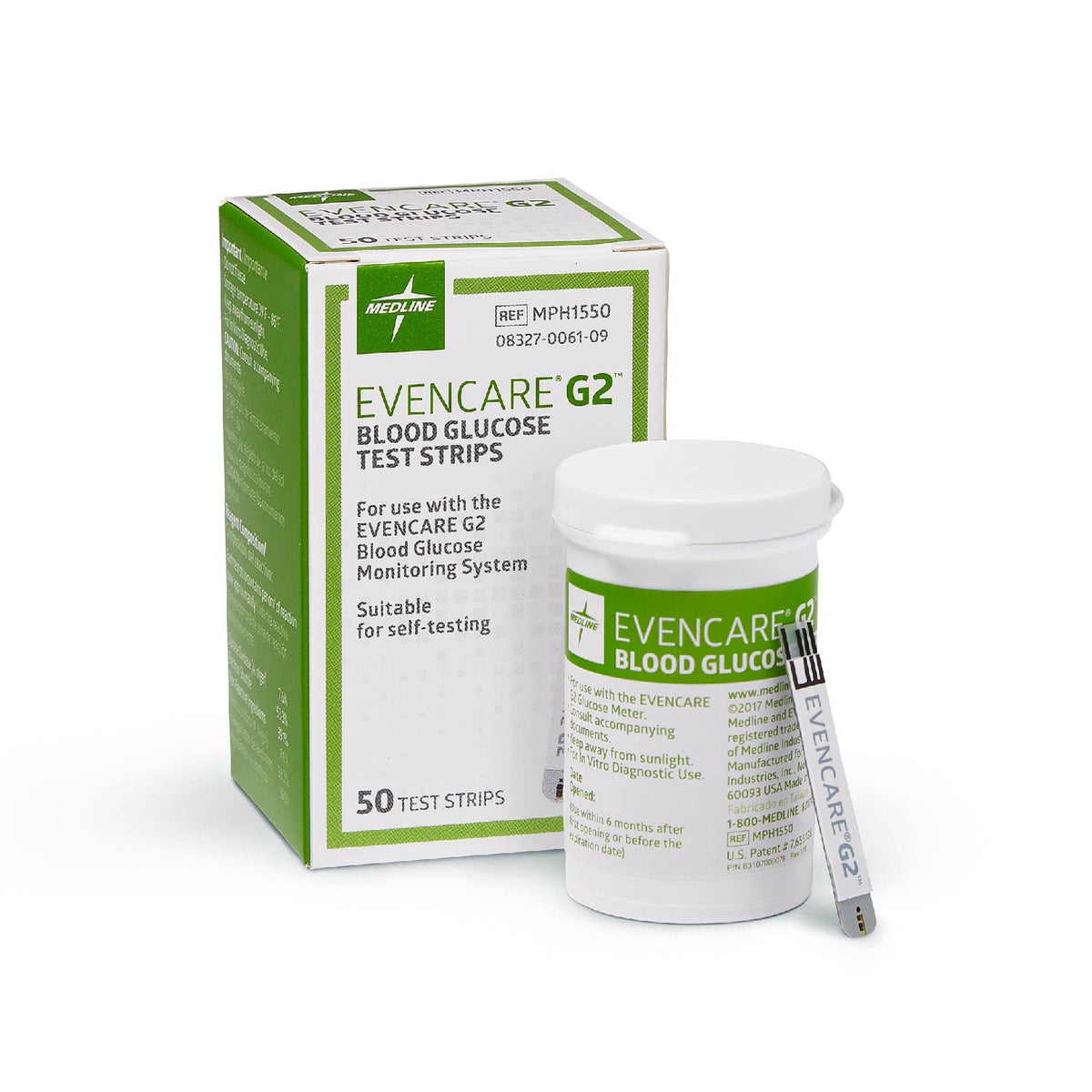 Medline EvenCare G2 Blood Glucose Test Strips, Self-testing with G2 Mo