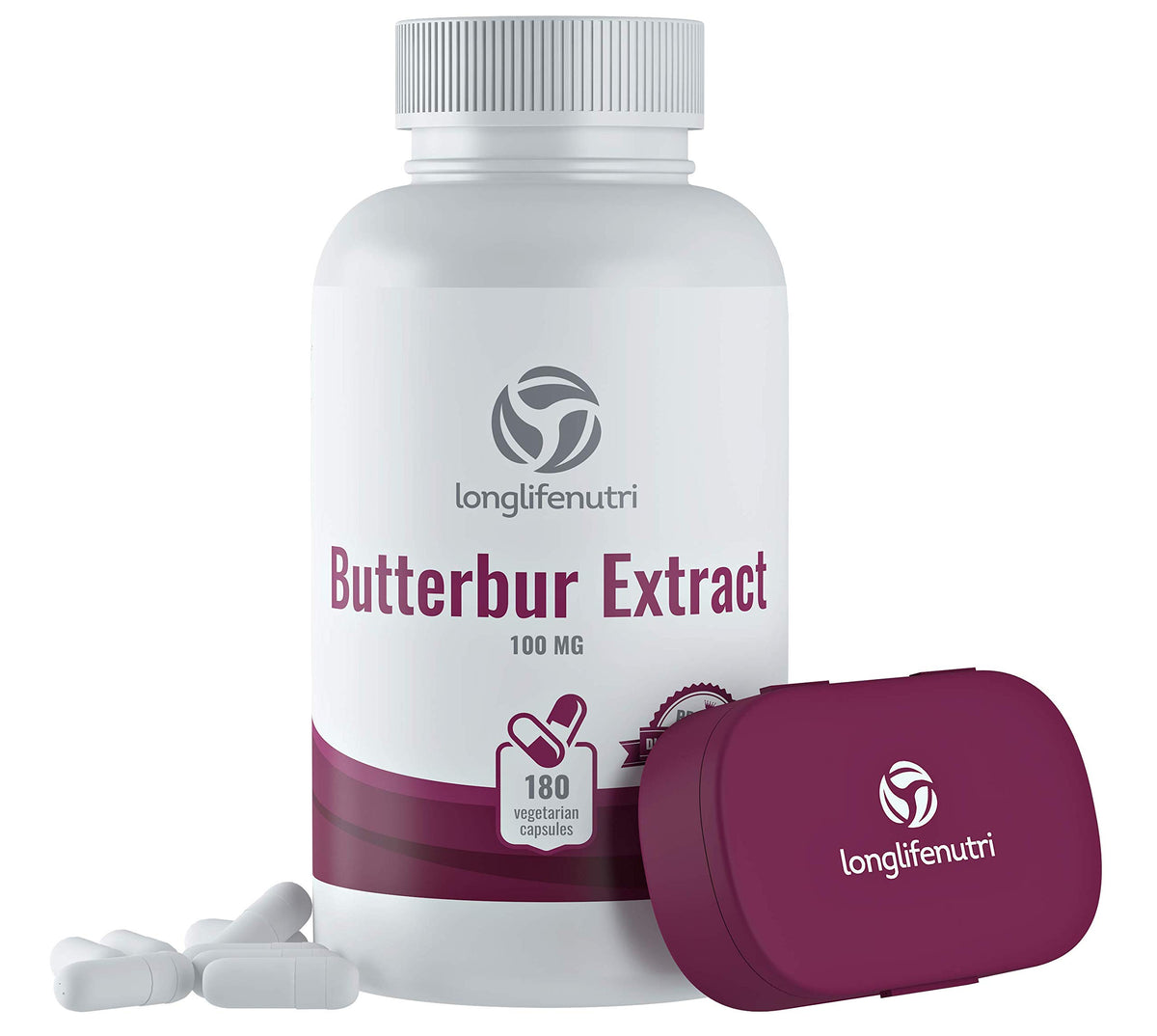 Butterbur Extract 100mg 180 Vegetarian Capsules | Made in USA | Natura