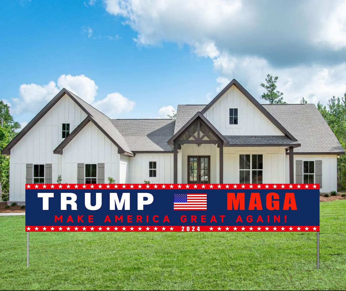 Trump Maga 2024 For President Campaign Large Banner Sign Flag with Bra