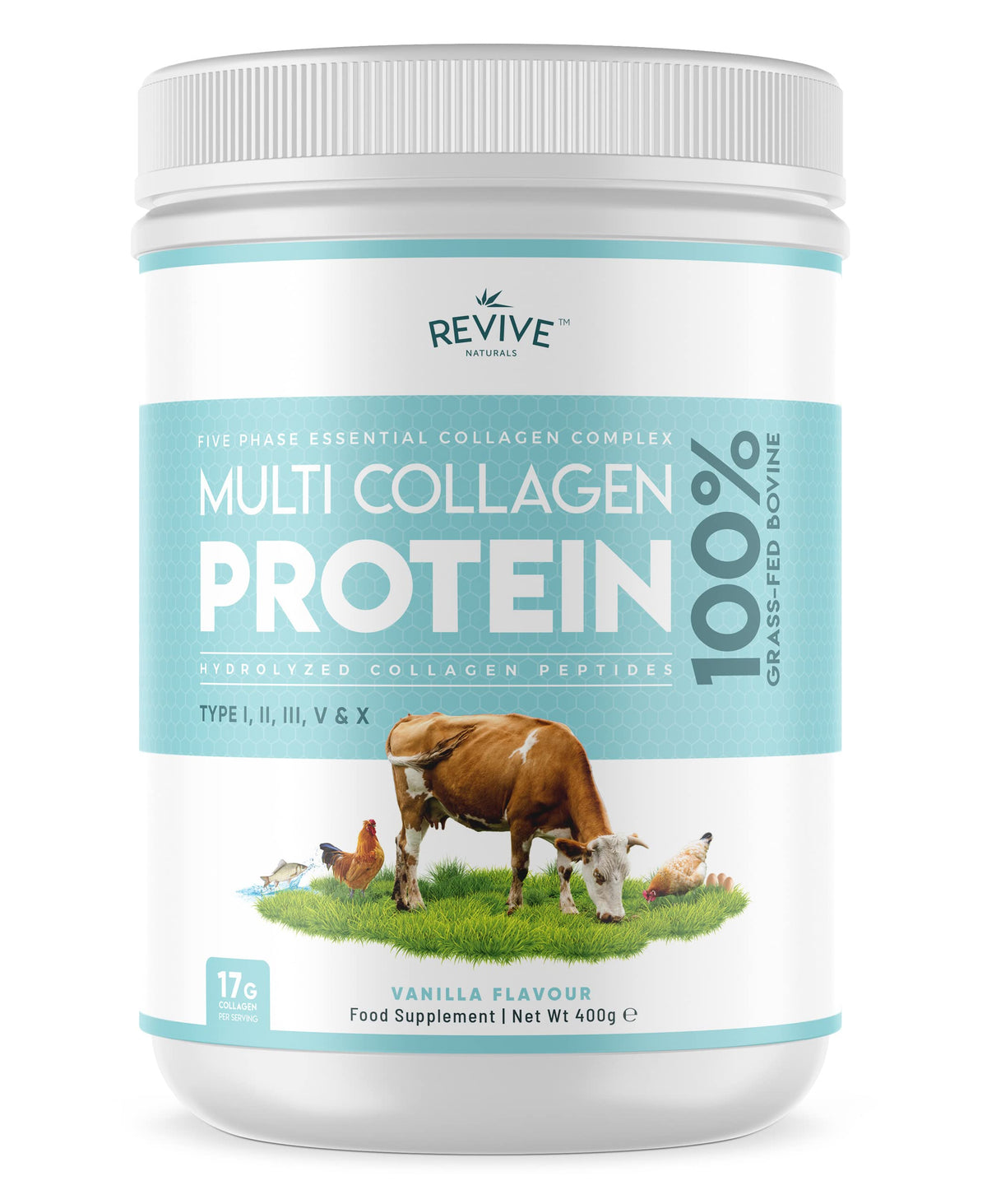 Revive Naturals Vanilla Multi Collagen Protein Powder - 400g - Unsweet