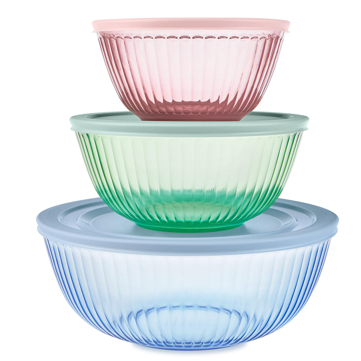 Pyrex Colors Tinted (3-Pack, Full Set) Sculpted Tinted Glass Mixing Bo
