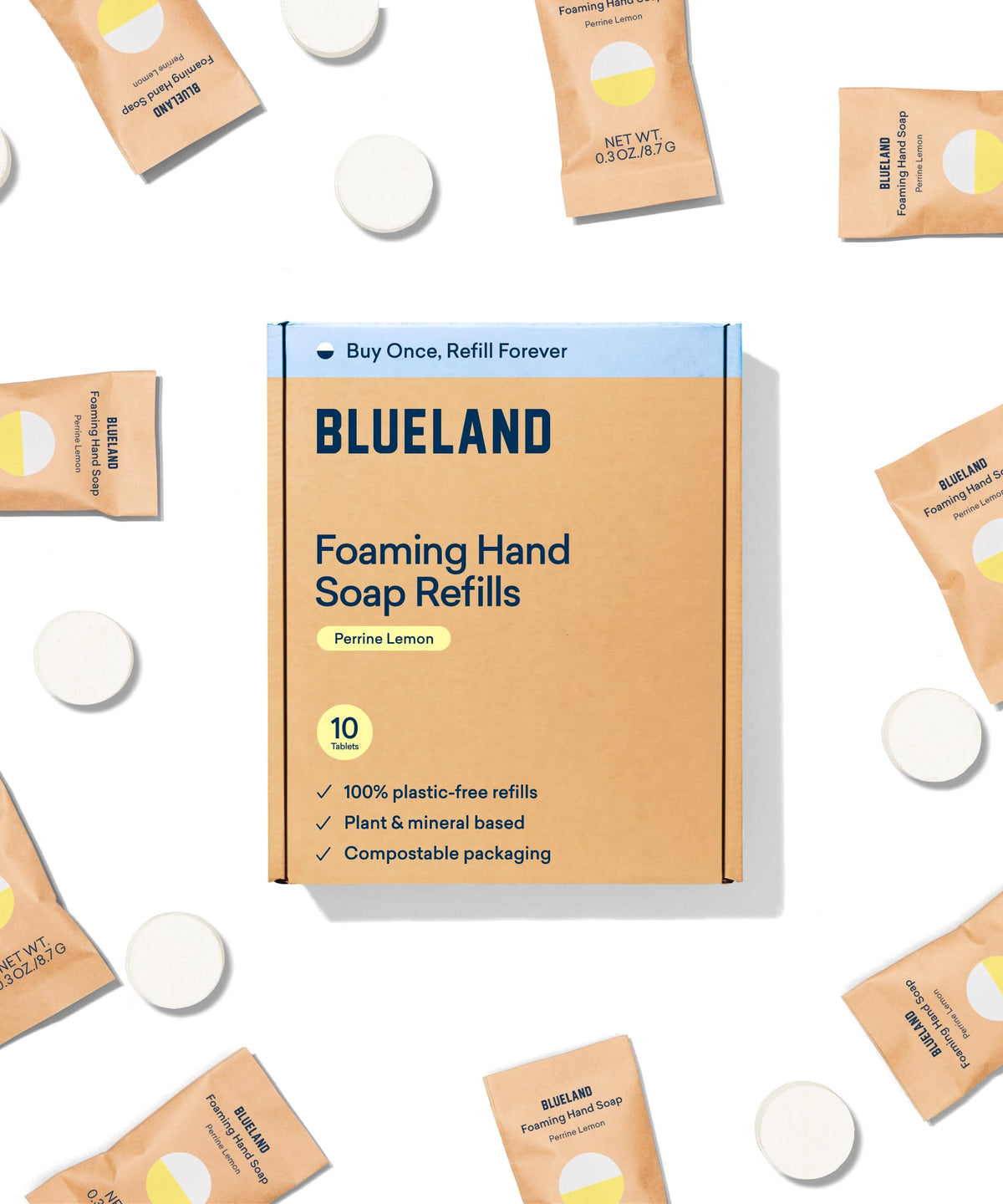 BLUELAND Foaming Hand Soap Tablet Refills - 10 Pack | Eco Friendly Pro