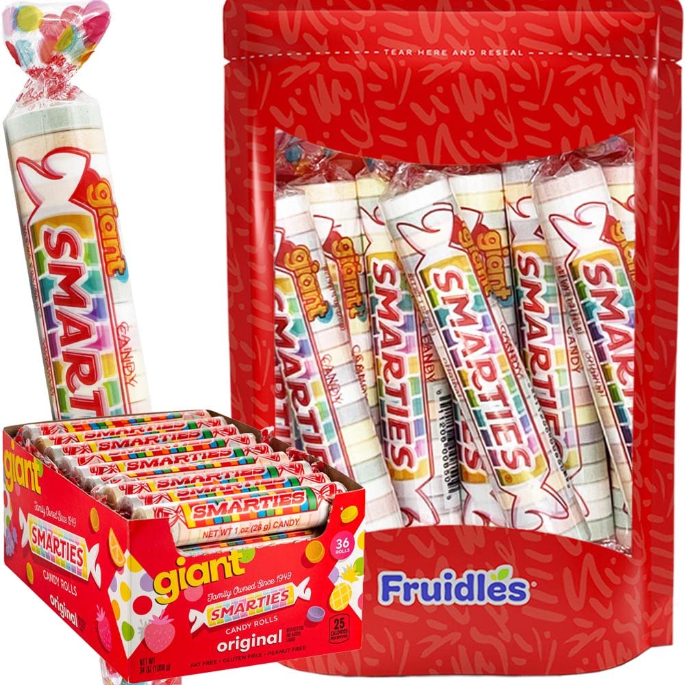 Fruidles Giant Smarties Hard Candy Roll, Assorted Flavors, Individuall