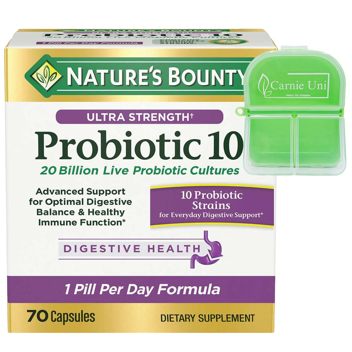 Natures Bounty Probiotic 10, Ultra Strength Daily Probiotic Supplement ...