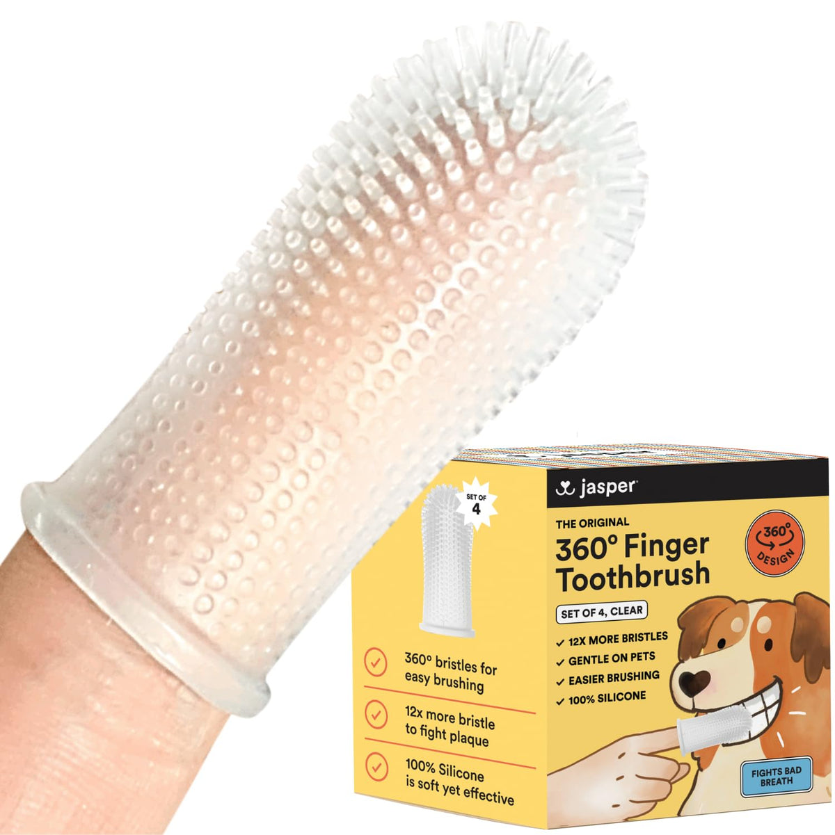 Jasper 360º Dog Toothbrush, Cat Toothbrush, Dog Tooth Brushing Kit, Do