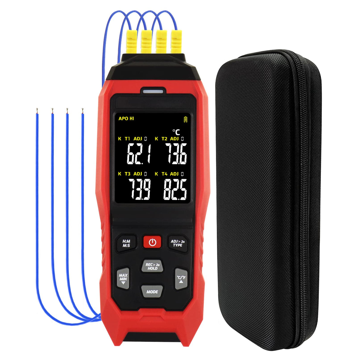 Digital 4-Channel K Type Thermocouple Thermometer with 5000 Groups Tem ...