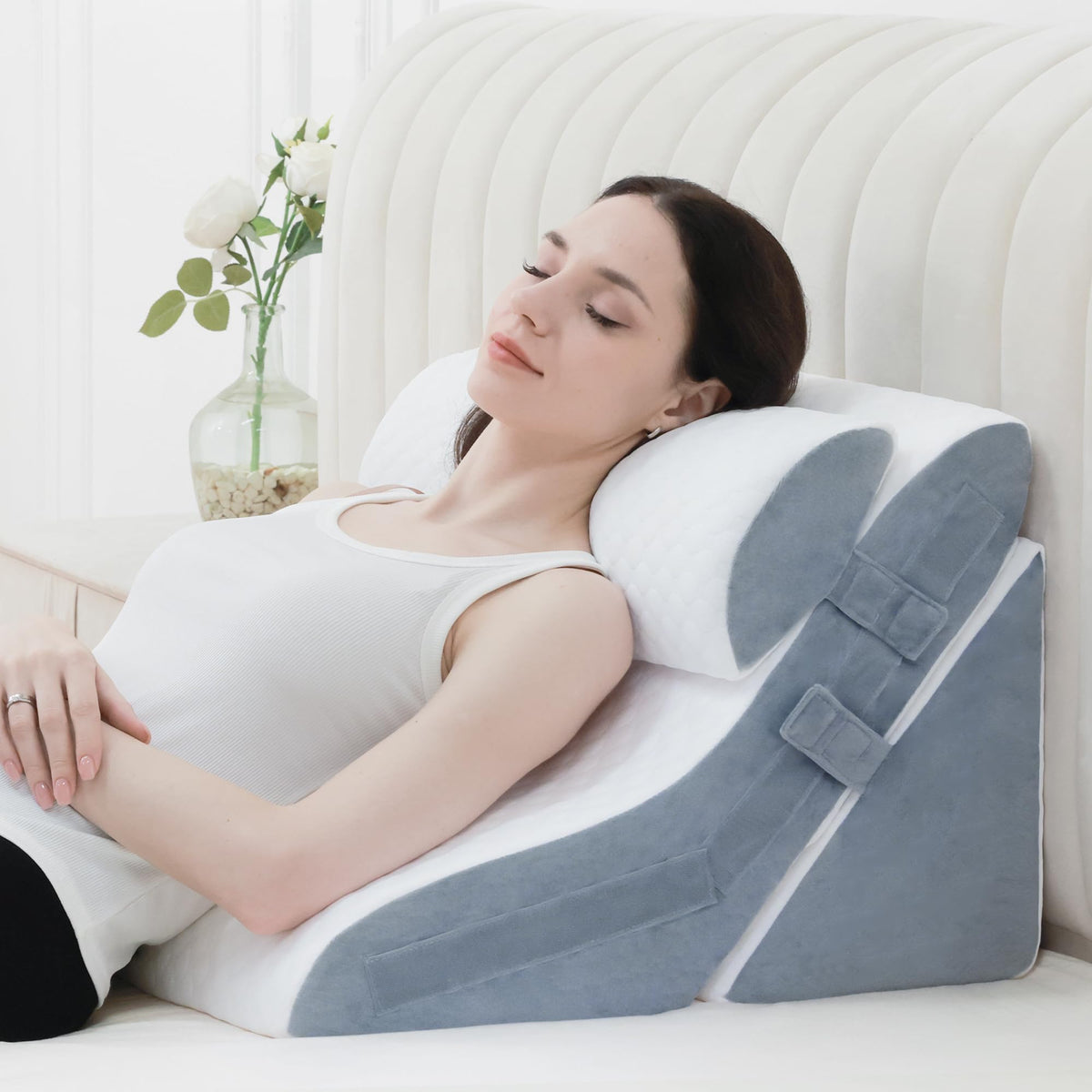 Foamalusion 3PCS Bed Wedge Pillow for Sleeping, 20-in-1 Adjustable Mem
