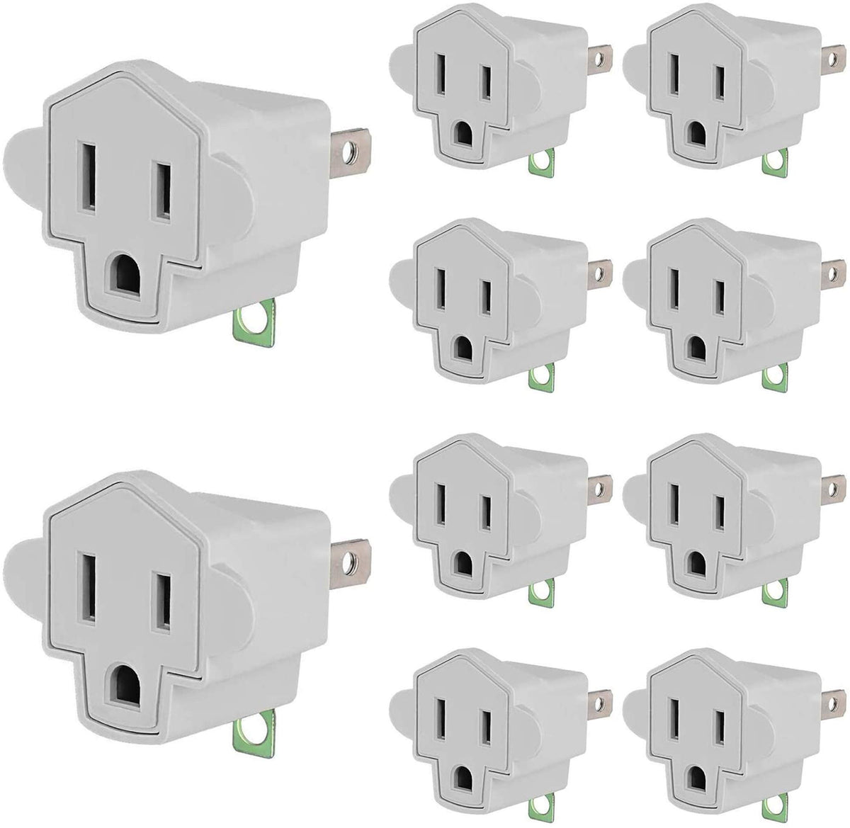 3 Prong to 2 Prong Polarized Grounding Adapter, Wall Outlet Converter