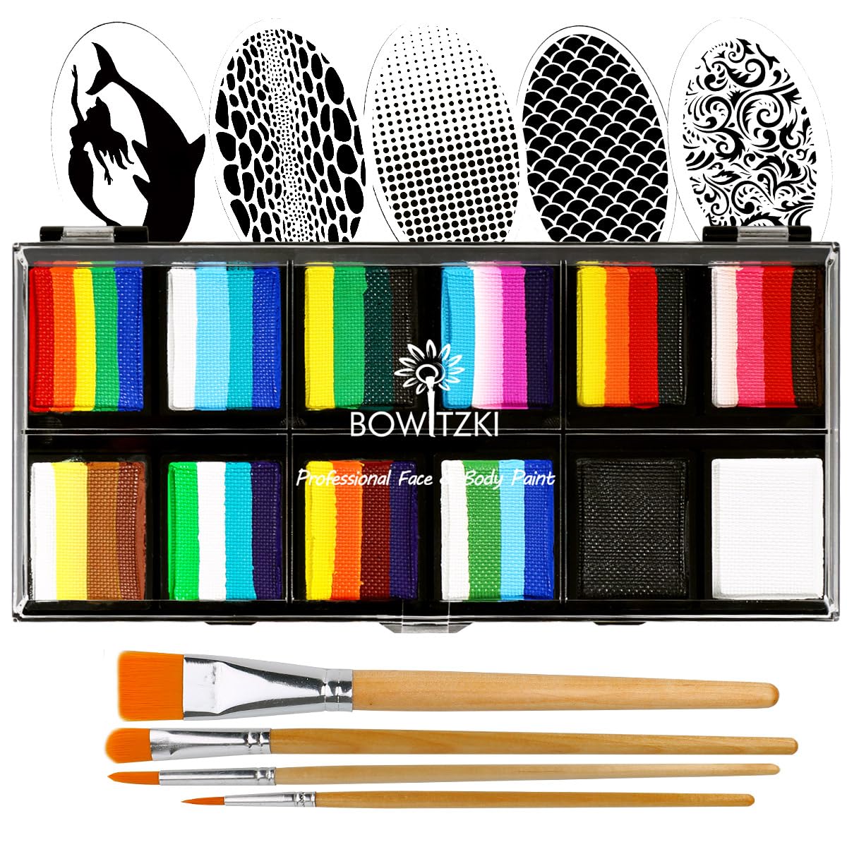 Bowitzki Face Paint Kit Professional Split Cake Face Painting Set For