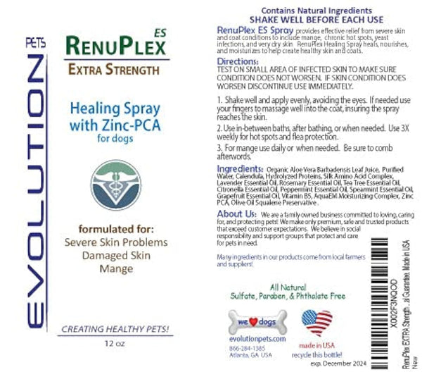 RenuPlex Extra Strength Dog Healing Spray for Dog Hot Spots, Mange, Do ...