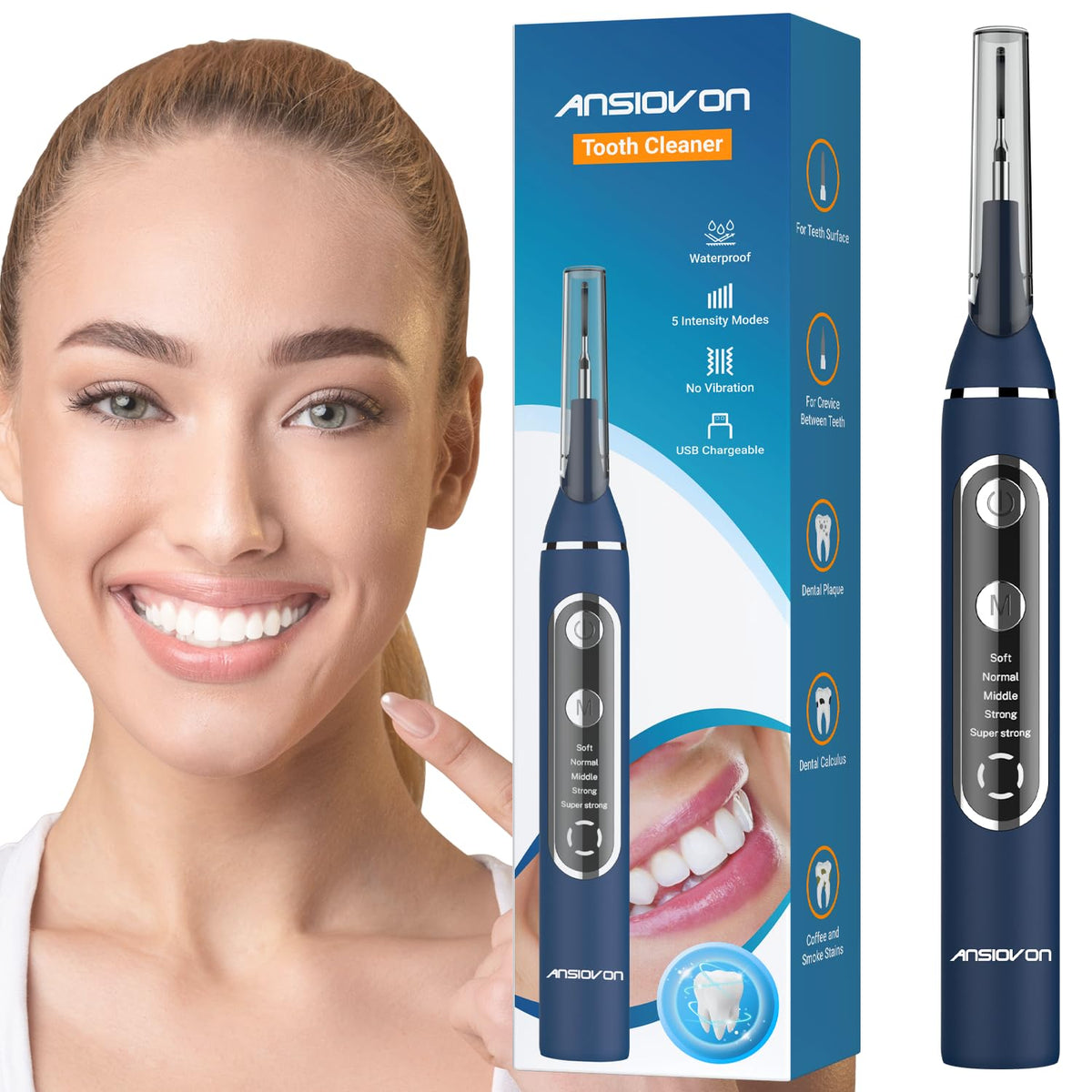 Plaque Remover for Teeth - ANSIOVON Electric Hard Tartar Plaque Remove