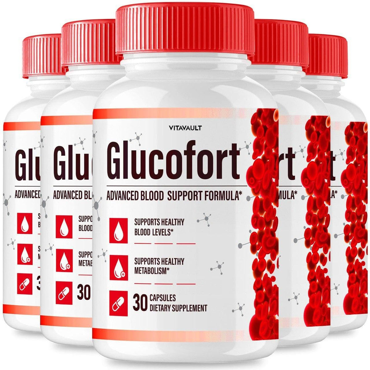 (5 Pack) Glucofort, Advanced Blood Support Formula Capsules — kate ...