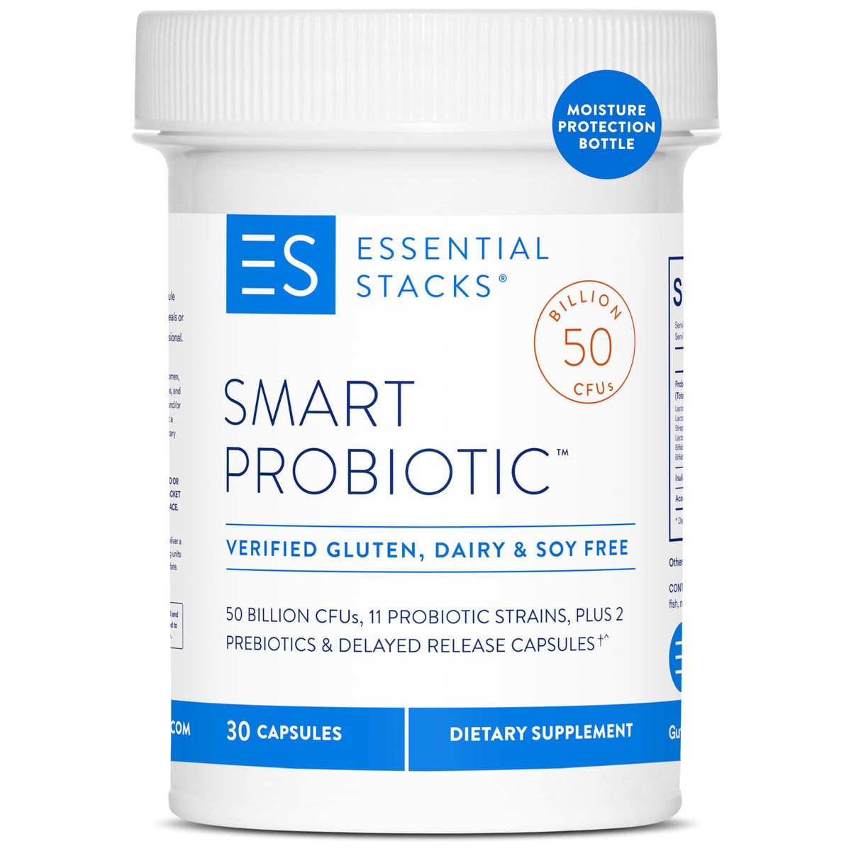Essential Stacks Smart Probiotic - 50 Billion CFUs, 11 Probiotic Strai