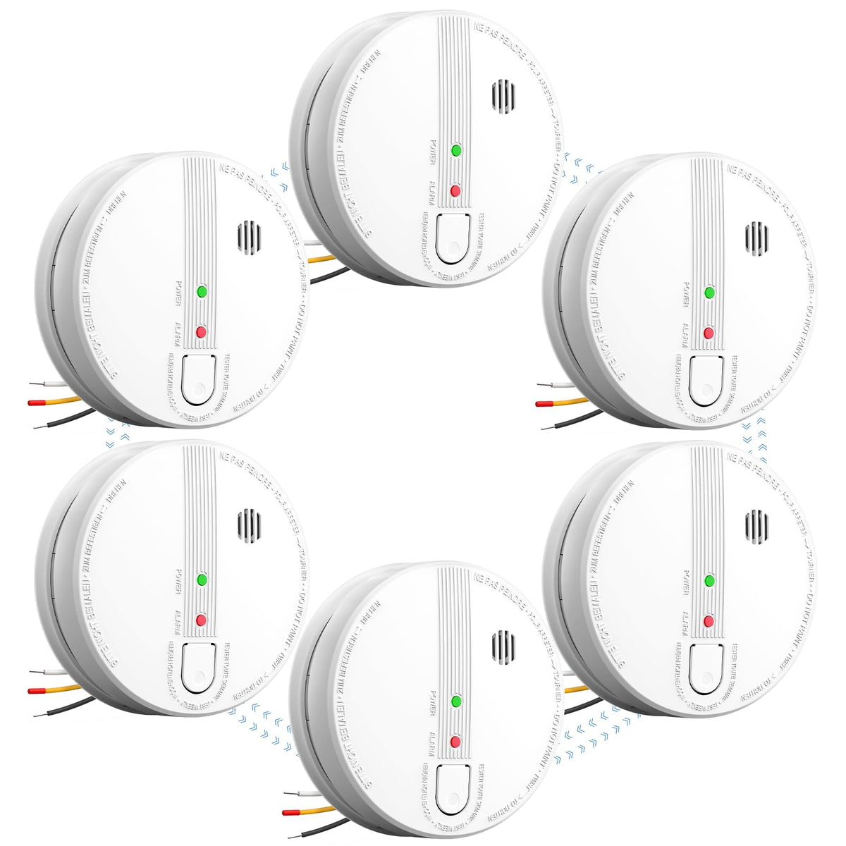 6 Packs Smoke Detector, Hardwired Interconnected Smoke Detectors, Smok