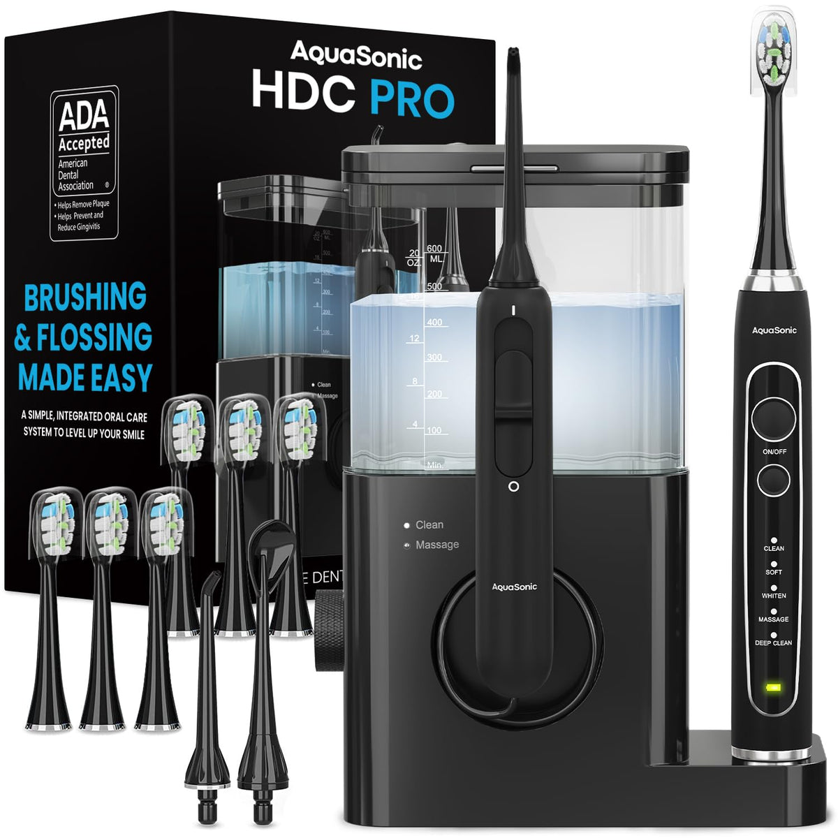 Aquasonic Home Dental Center PRO – Brushing & Flossing Made Easy – Bru