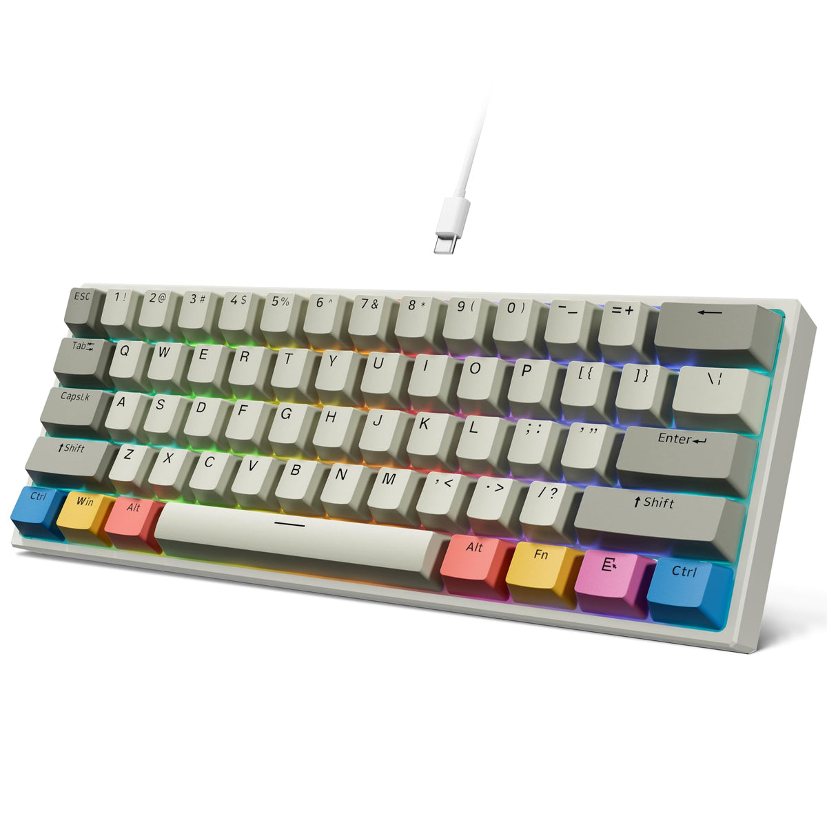 Retro Keyboard- XVX H61 60 Percent Keyboard with Hot Swappable,RGB Wir