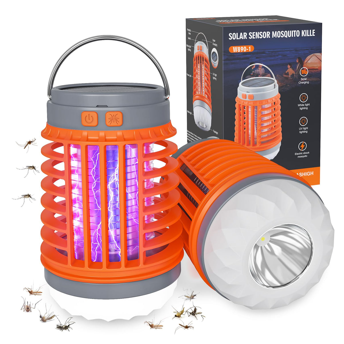 Solar Bug Zapper Outdoor Waterproof Mosquito Zapper for Patio Home Cam