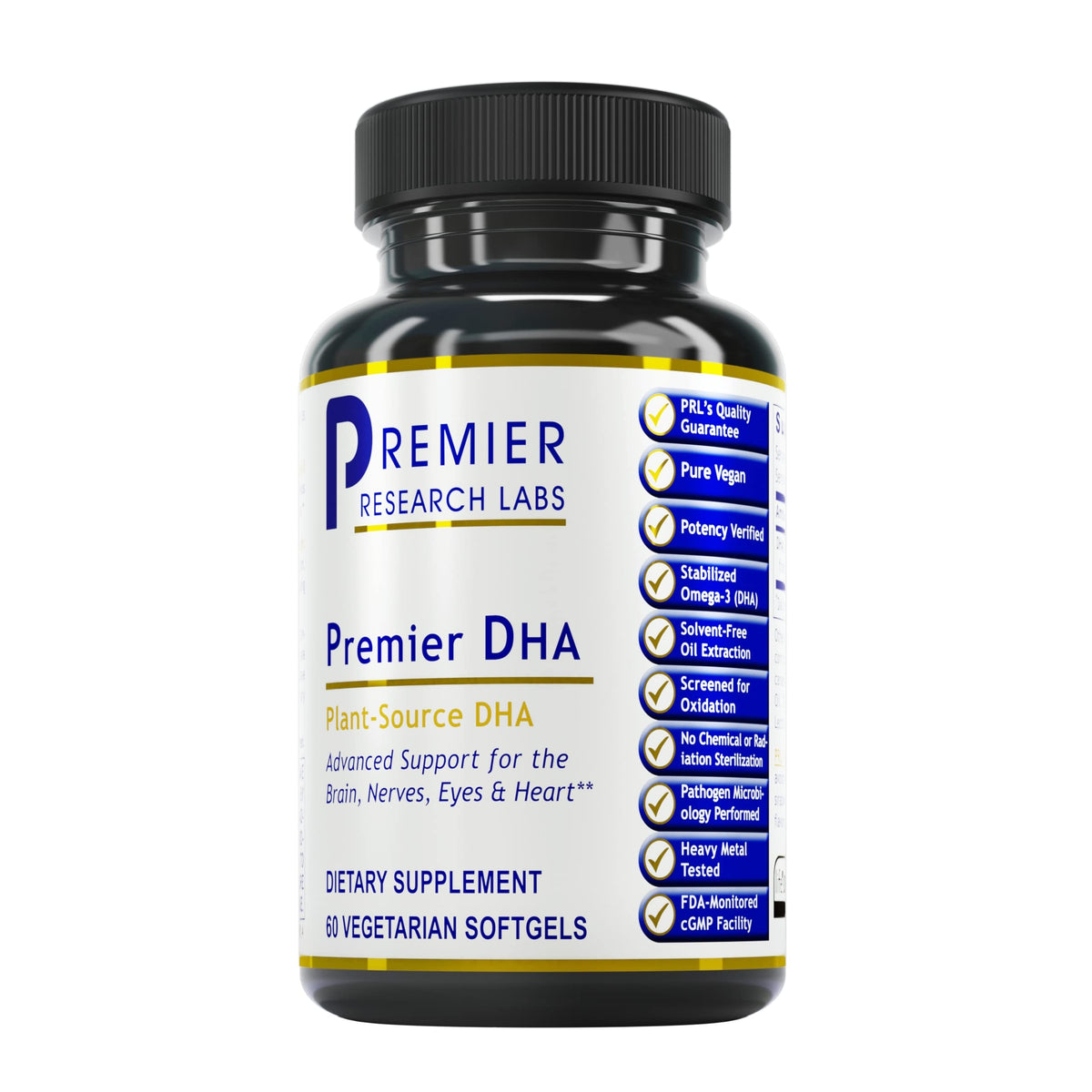 Premier DHA, 60 Softgels, Vegan Product - Plant-Source DHA for Premier