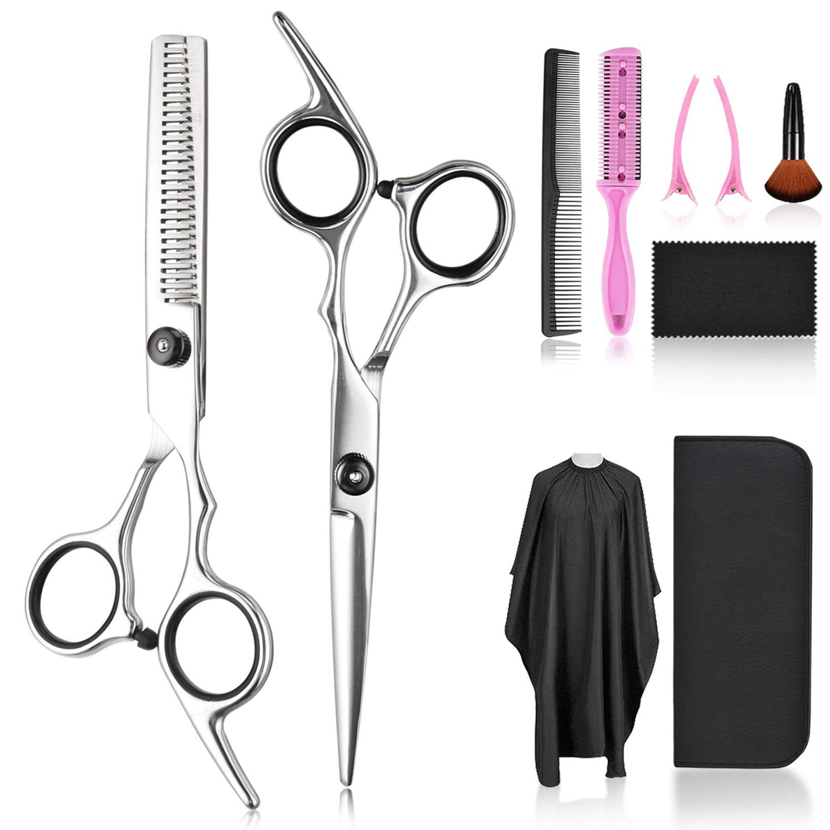 Hair Cutting Scissors Thinning Shears Set, Fcysy Professional 10 Pcs S