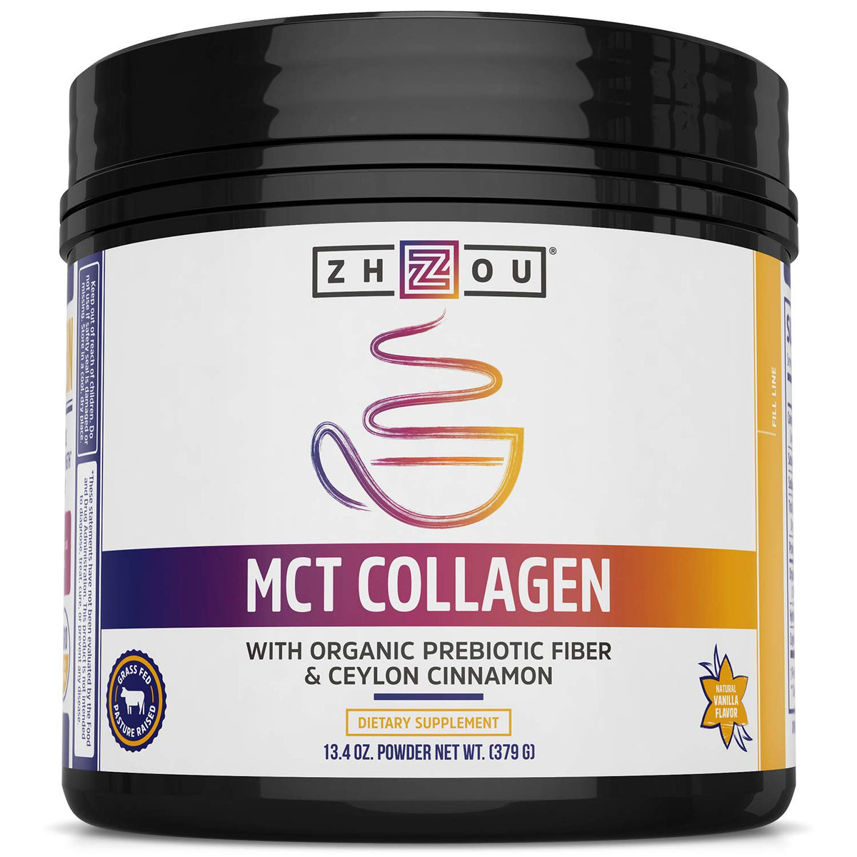 Zhou MCT Collagen | with Organic Prebiotic Fiber & Ceylon Cinnamon | 2