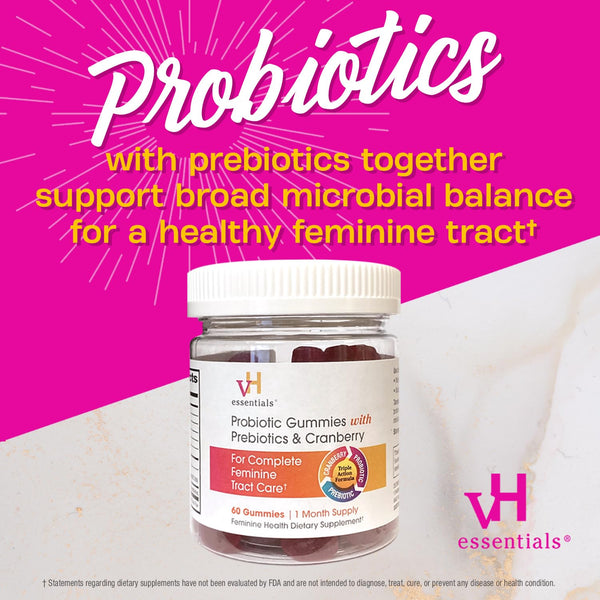 vH essentials Probiotic Gummies with Prebiotics & Cranberry, Concentra ...