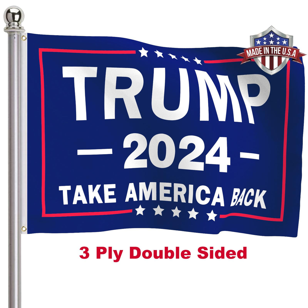 Trump 2024 Flag 3×5 Outdoor Double Sided 3 Ply with 2 Brass Buttonhole