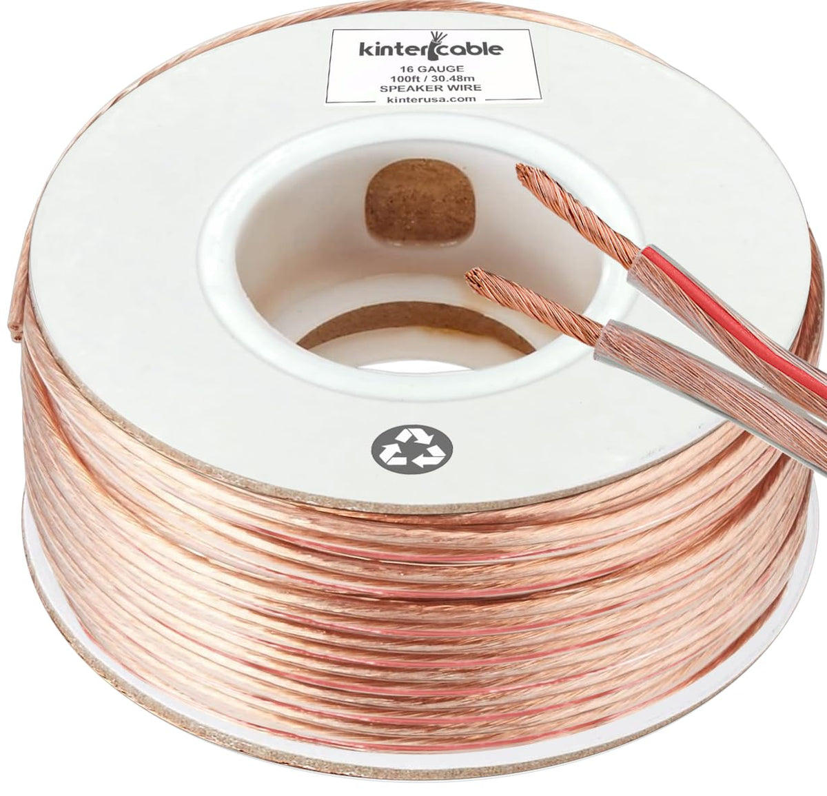 Kinter Cable 100ft 16-Gauge Audio Stereo Speaker Wire Cable, 100 Feet,