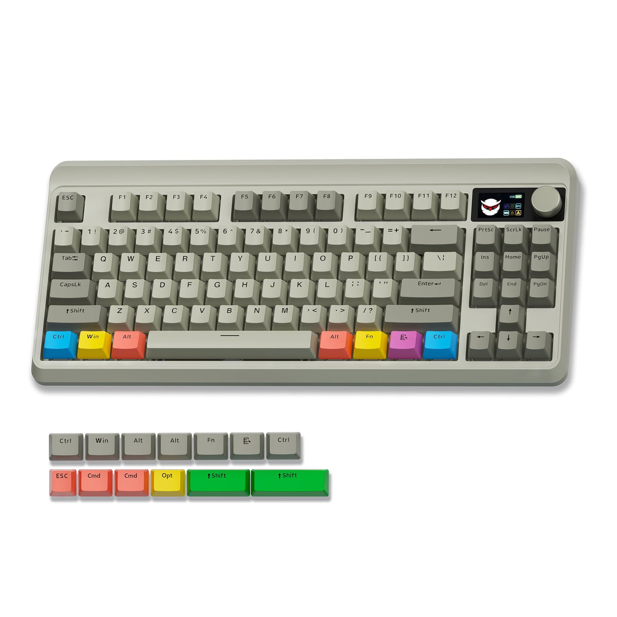XVX Retro 75% Keyboard with TFT Smart Display&Knob, M87 Pro Bluetooth