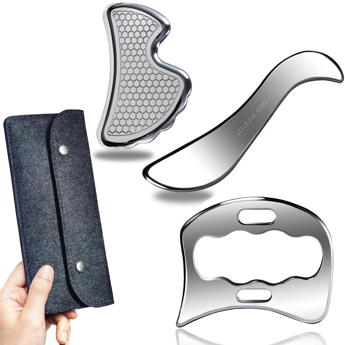 BYYDDIY Stainless Steel Gua Sha Muscle Scraper Tool Kit,Scar Tissue To