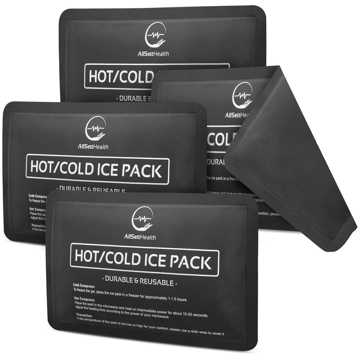 4 Pack Reusable Ice Packs for Injuries - Soft Ice Pack with Velvet Sof