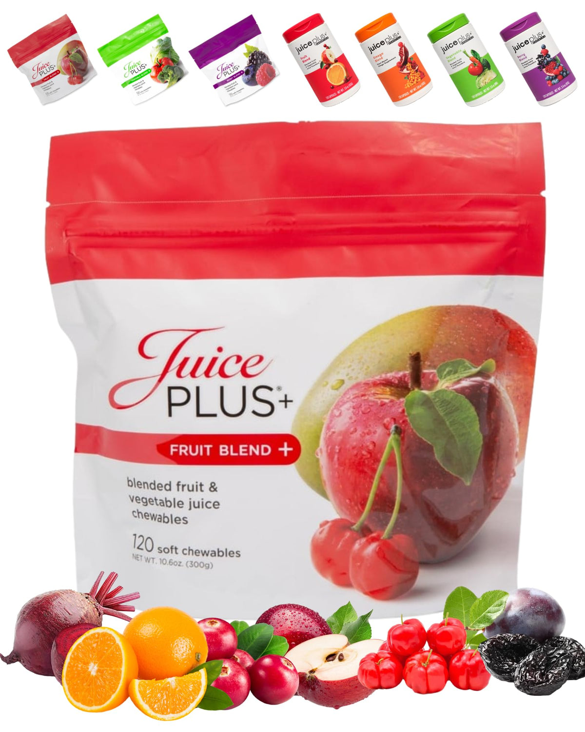 11 Different Red/Orange/Yellow Fruits Formulated in Juice Plus Fruit B