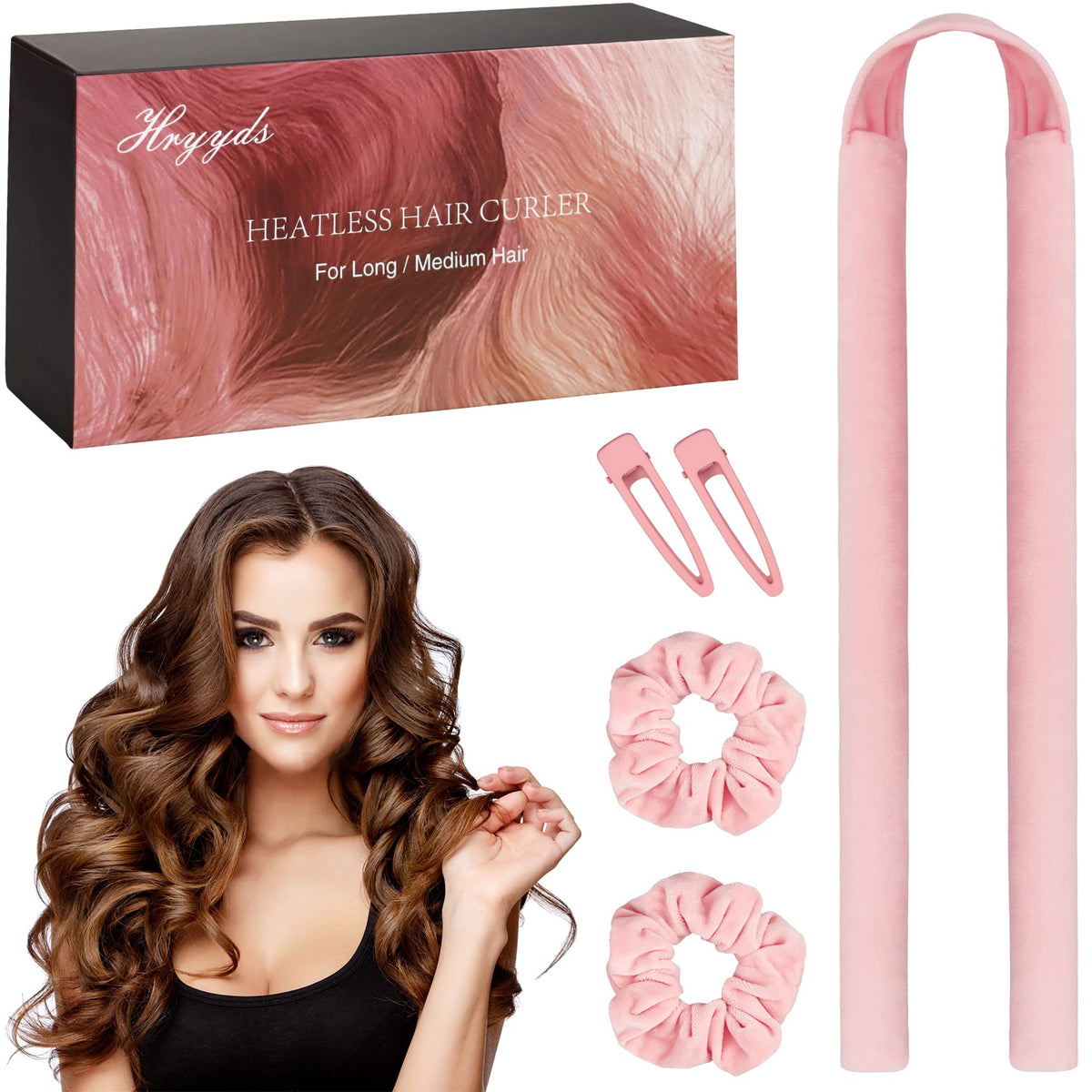 HRYYDS Upgraded Heatless Hair Curler, with Gift Box, Velvet Heatless C