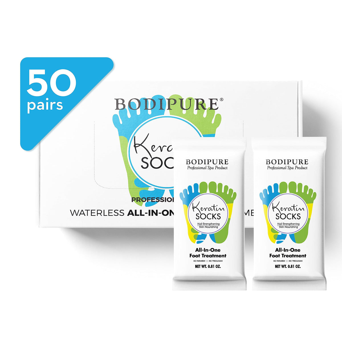 Bodipure All-In-1 Moisturizing Foot Mask | Keratin & Vitamin E Foot Ma