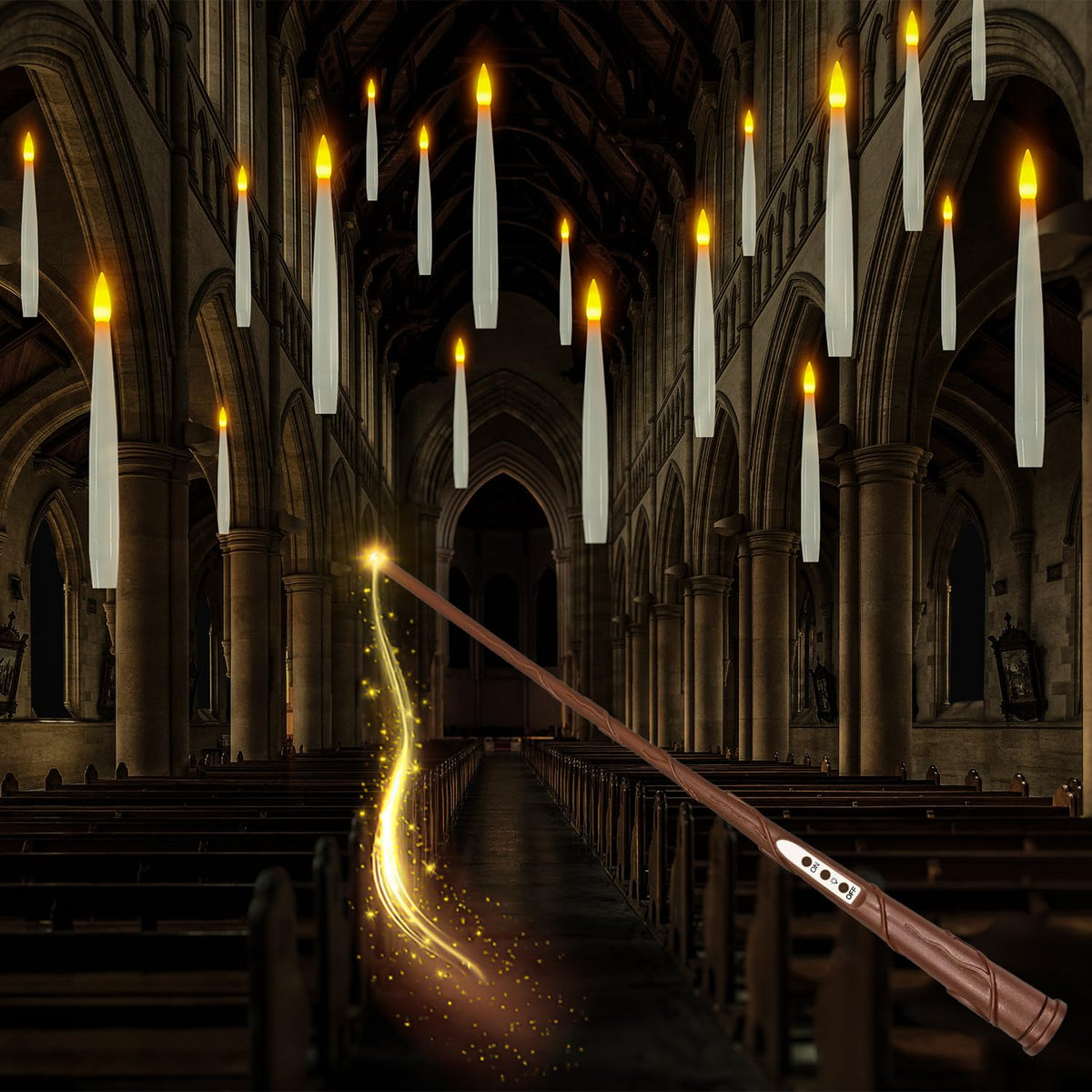 YISLIFY Floating Candles with Wand, Halloween Decorations 20 PCs Float
