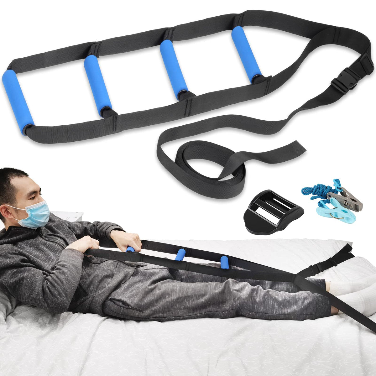 Bed Ladder Assist,Pull up Helper and Sit up Helper 4 Handle Grips,Bed