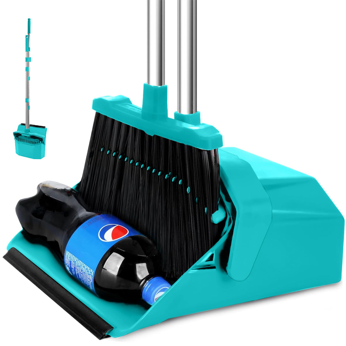 Upgrade Broom and Dustpan Set with 51'' Long Handle, Large Upright Bro