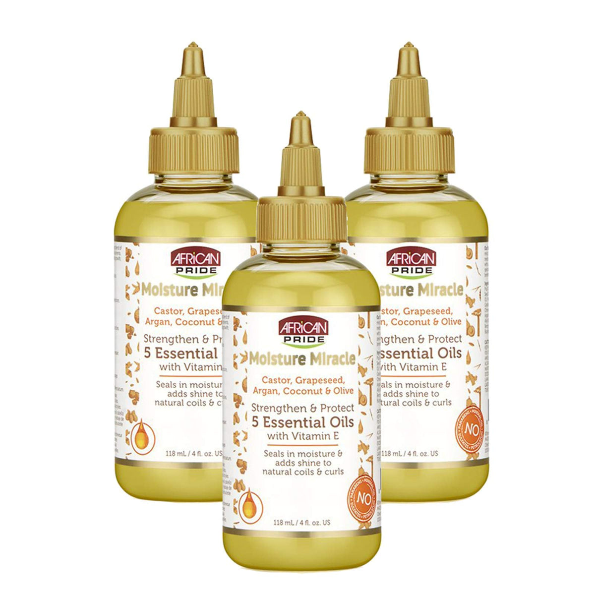 African Pride Moisture Miracle 5 Essential Oils - Contains Castor, Gra