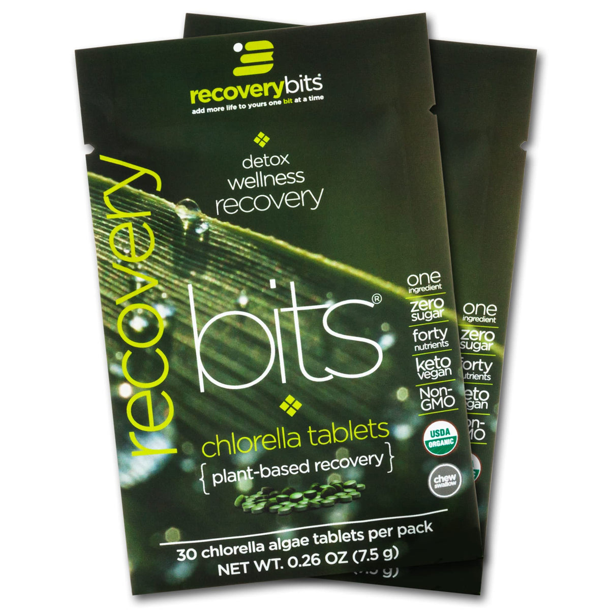 RECOVERYbits Organic Chlorella Algae Tablets, Superfood, Pure Green Al