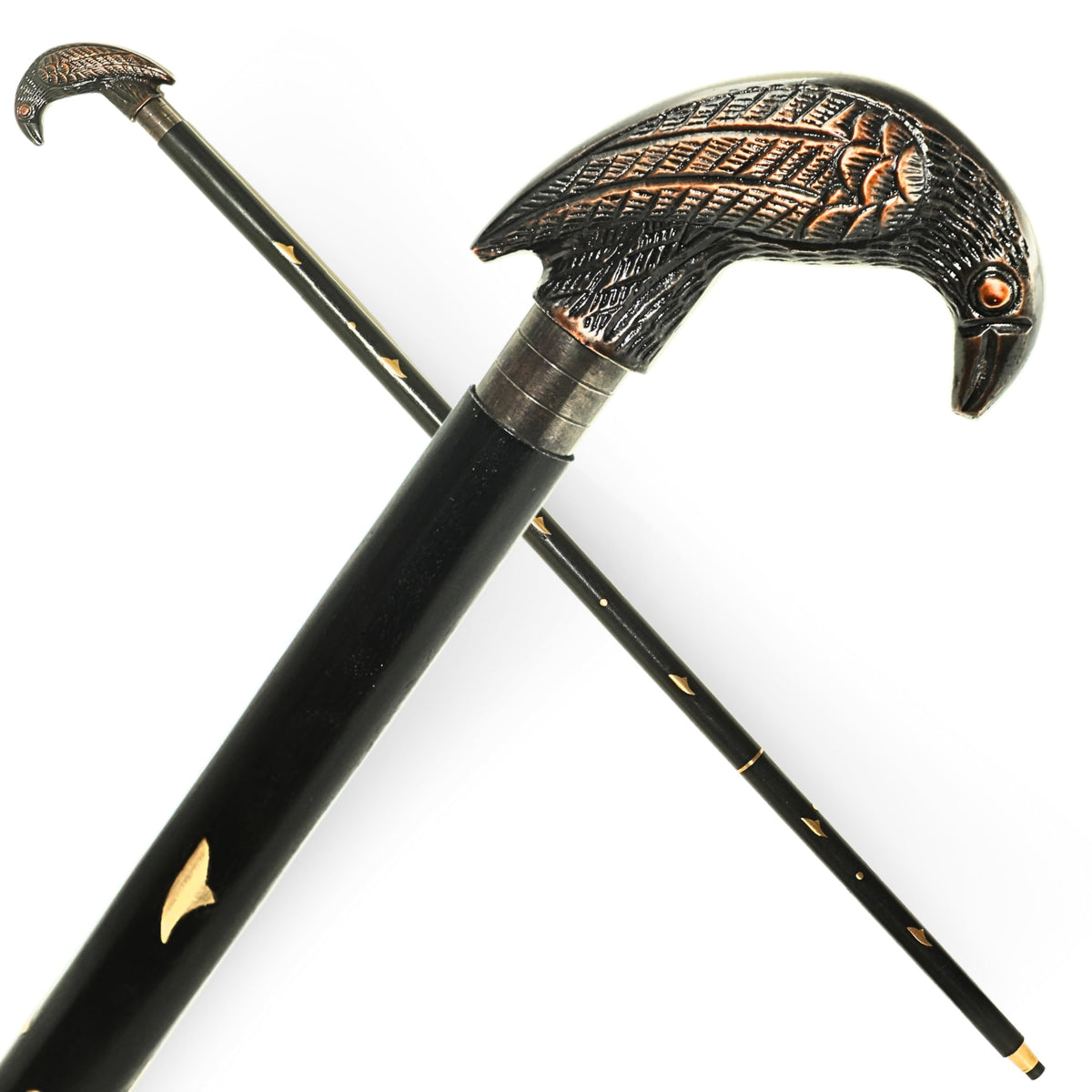 Generic R K Antique Collection Antique Solid Brass Raven Head Handle S