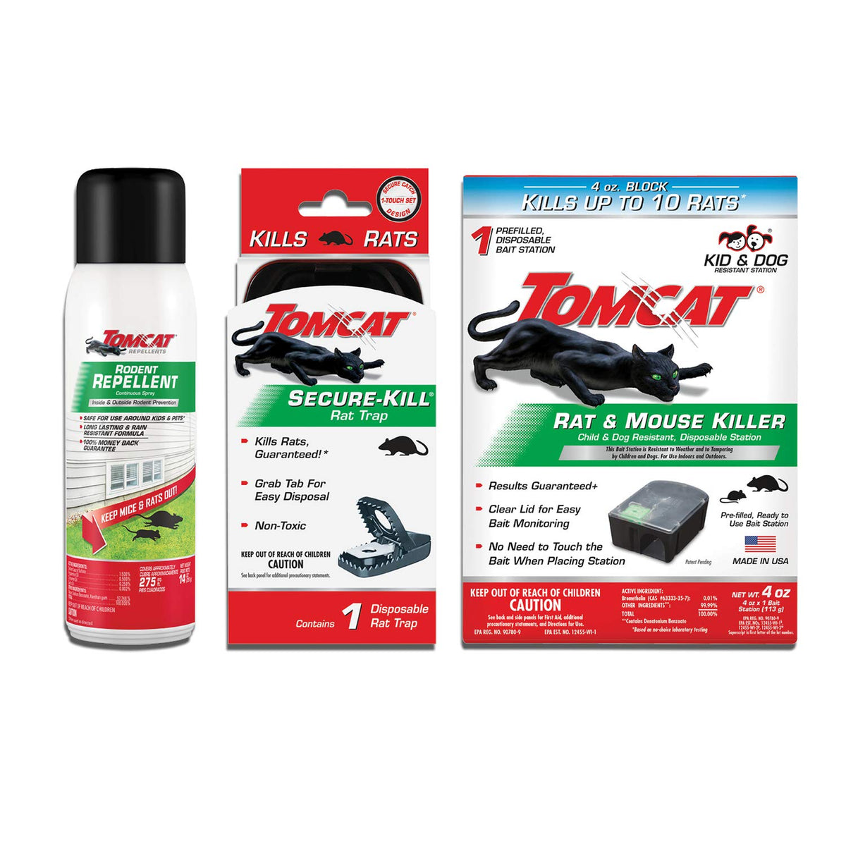 Tomcat Rat Bundle, Treats Rats, Includes Secure-Kill Trap, Disposable